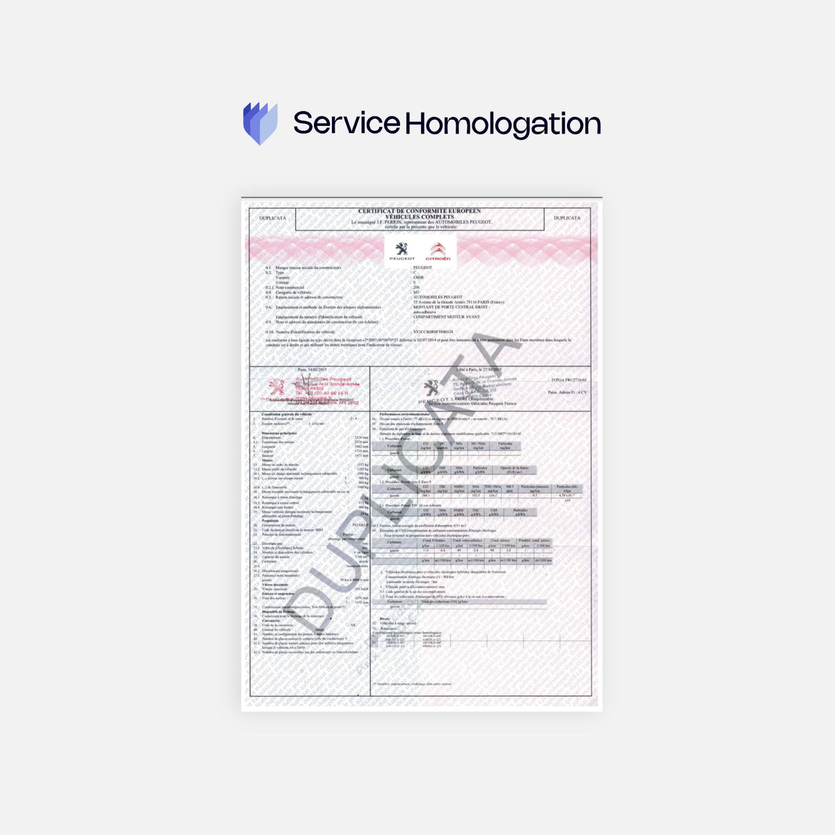 Homologation et certificat de conformité (COC) Mercedes