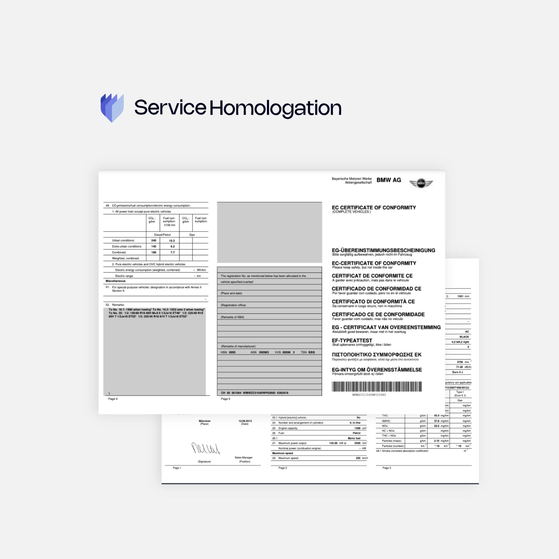 Homologation et certificat de conformité (COC) Fiat